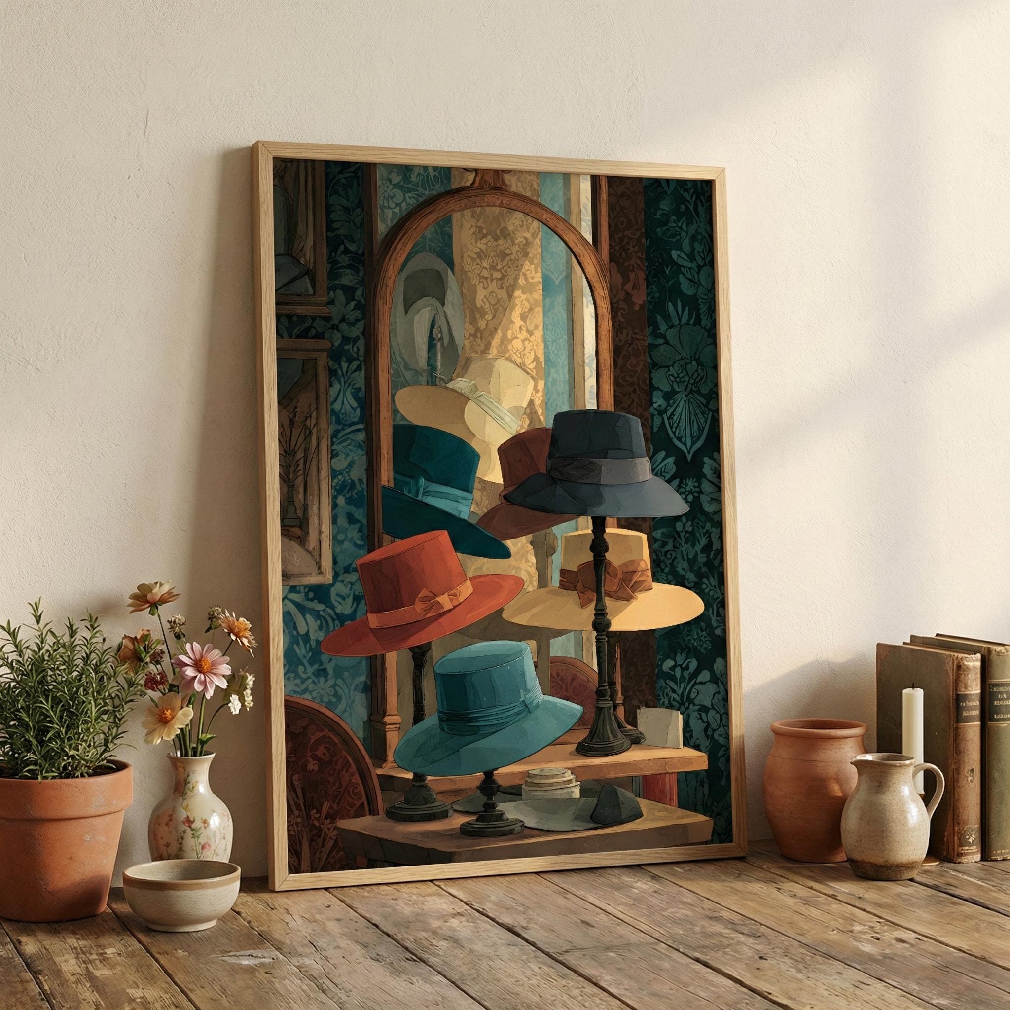 Vintage Hat Shop Art Print, Millinery Fashion Decor (digital or Poster ...