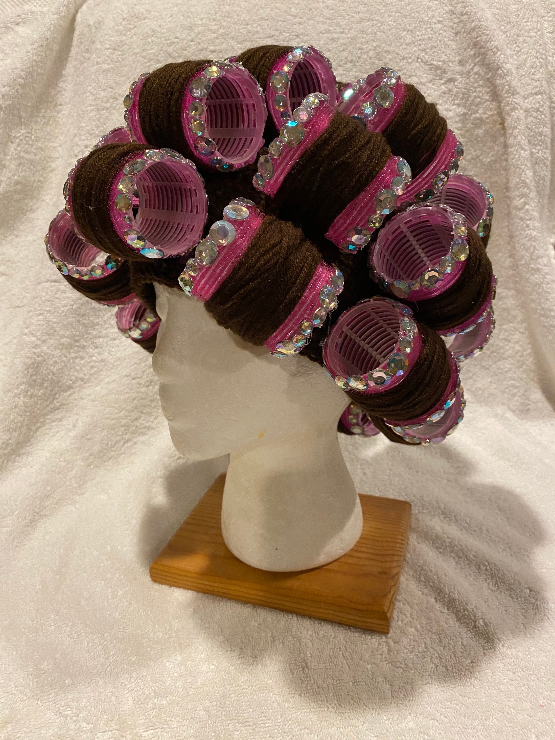 Curler Hat with Bling with Hair Color Options | Etsy