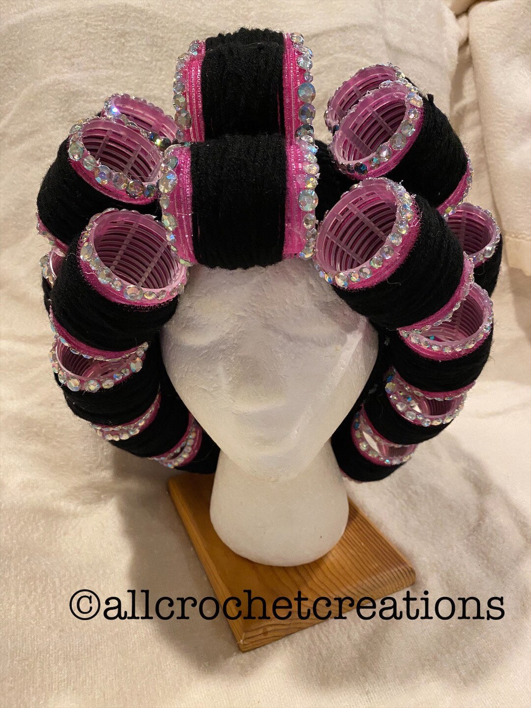Curler Hat With Bling With Hair Color Options - Etsy