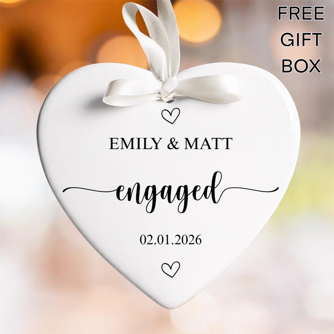 Custom Engagement Ornament With Names and Date, Engaged Ornament 2026 ...