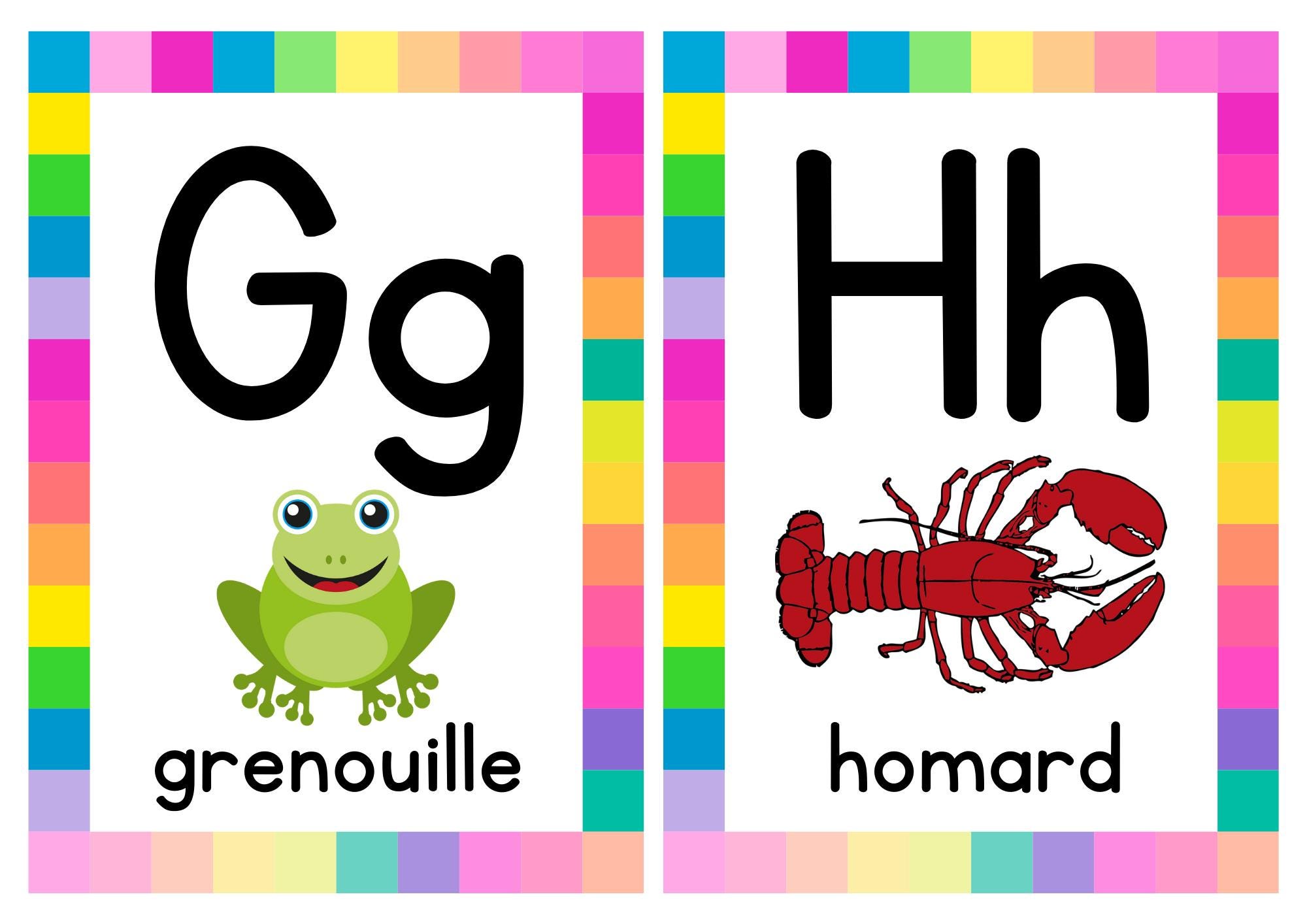 DIGITAL - French Illustrated Alphabet Printable – 2 Letters per Page ...