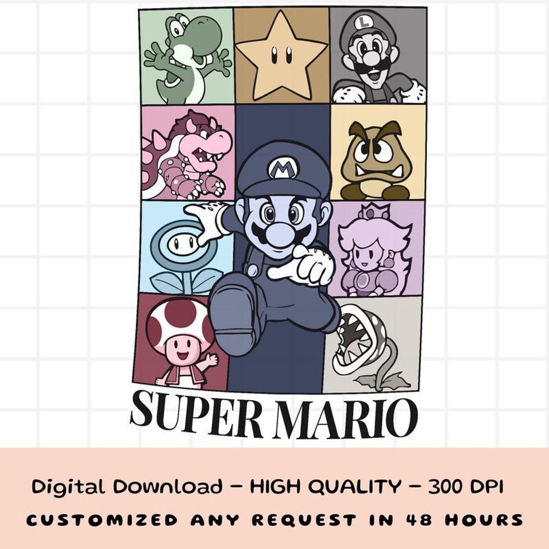 Super Mario Eras Style Png, Super Mario Bros Vintage Png, Mario ...