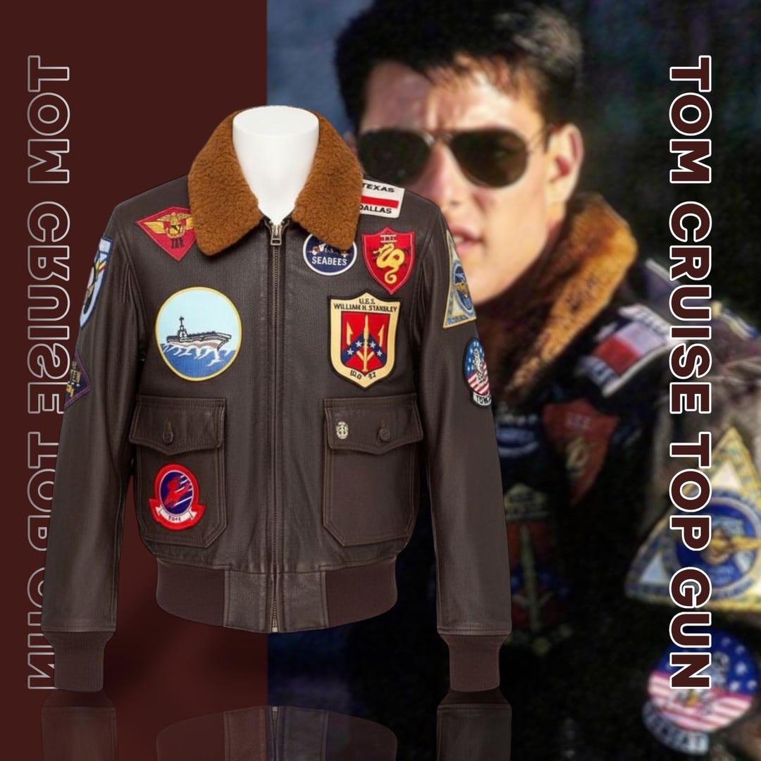 Tom Cruise Top Gun Maverick Bomber Jacket - Brown Leather Pilot Costume ...