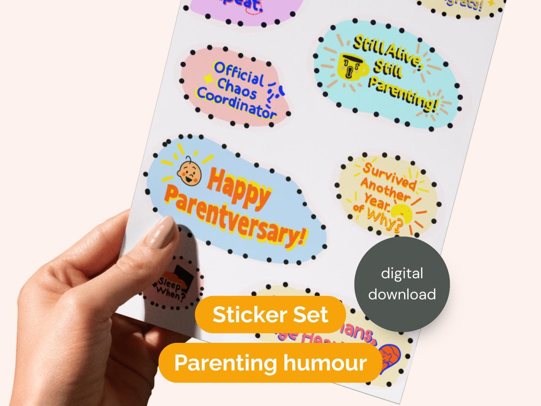 Parentversary Sticker Set | Funny Parenting Stickers | Printable Parent ...