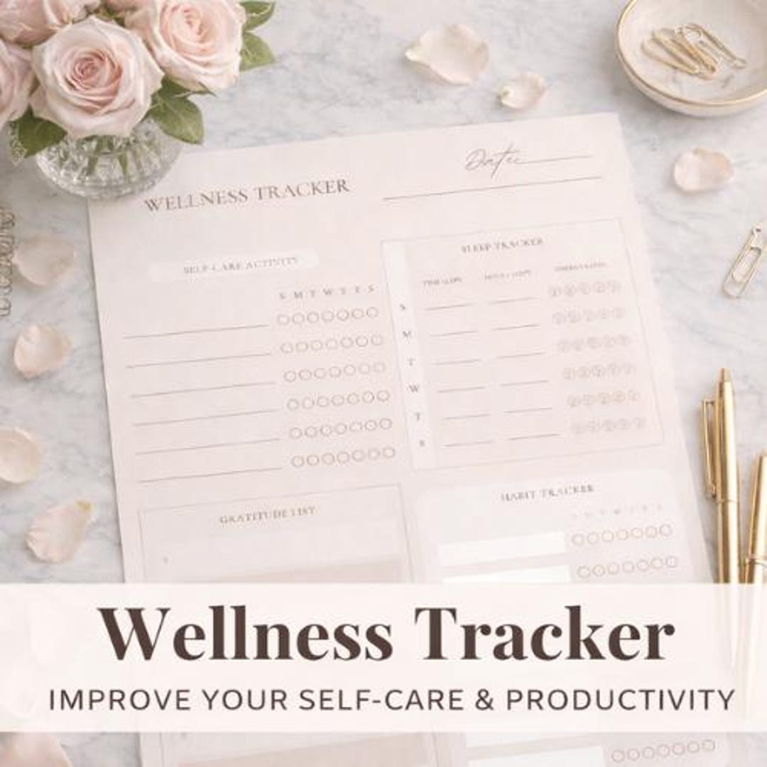 Wellness Tracker Printable | Self Care Planner | Habit & Sleep Tracker ...
