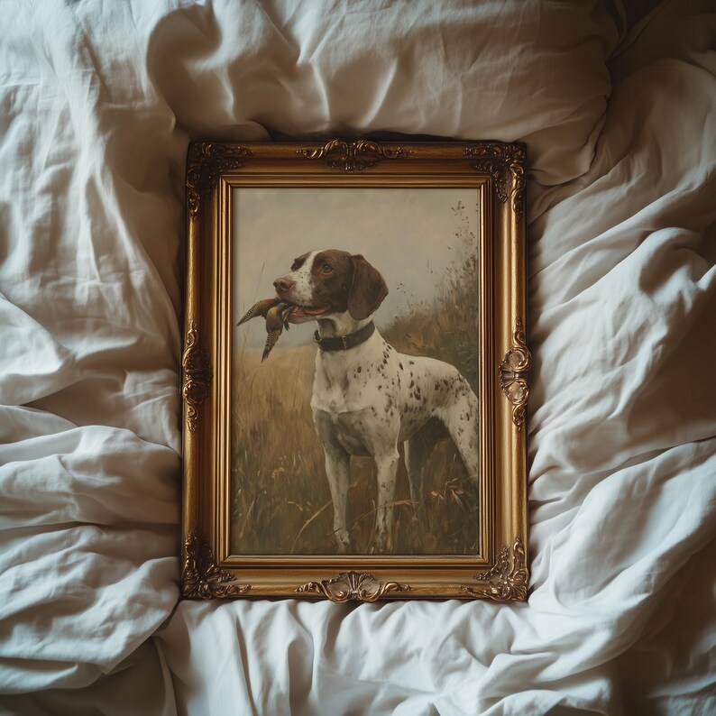 English Pointer With Pheasant: Rustic Hunting Dog Art (digital Download ...