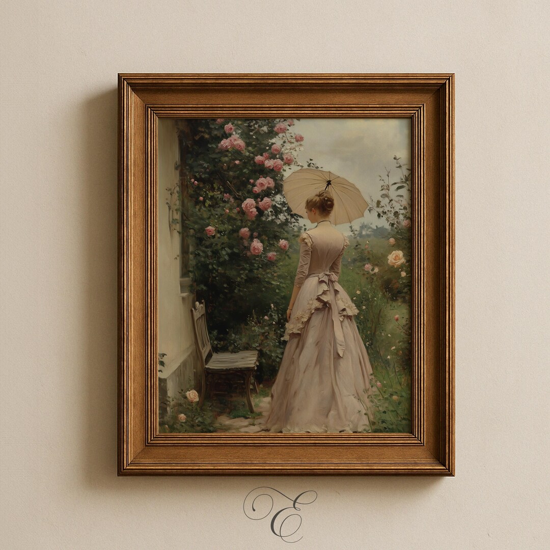 Vintage Romantic Lady in Lavender Gown - Moody Digital Art, Victorian ...