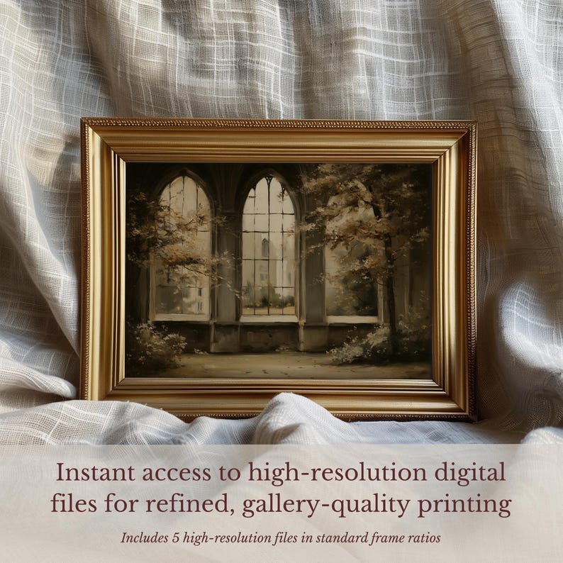 Vintage Gothic Cathedral Windows Print, Moody Impressionist Wall Art ...
