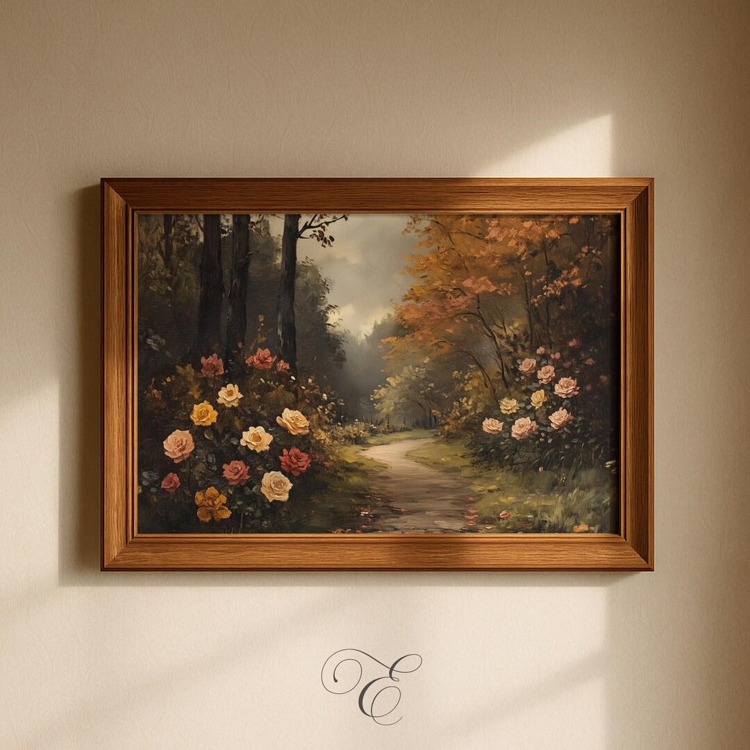 Autumnal Cottage Path - Rose-lined Garden in Misty Countryside, Soft ...