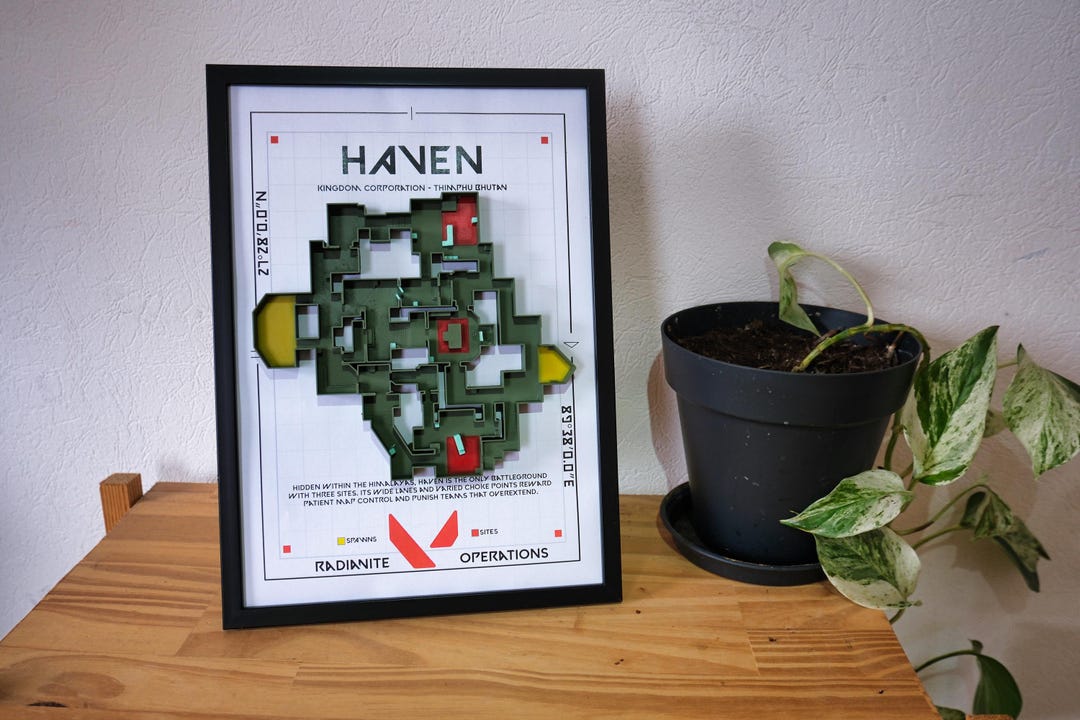 Haven 3D Map – Valorant-inspired Wall Art | Framed Handmade Model ...