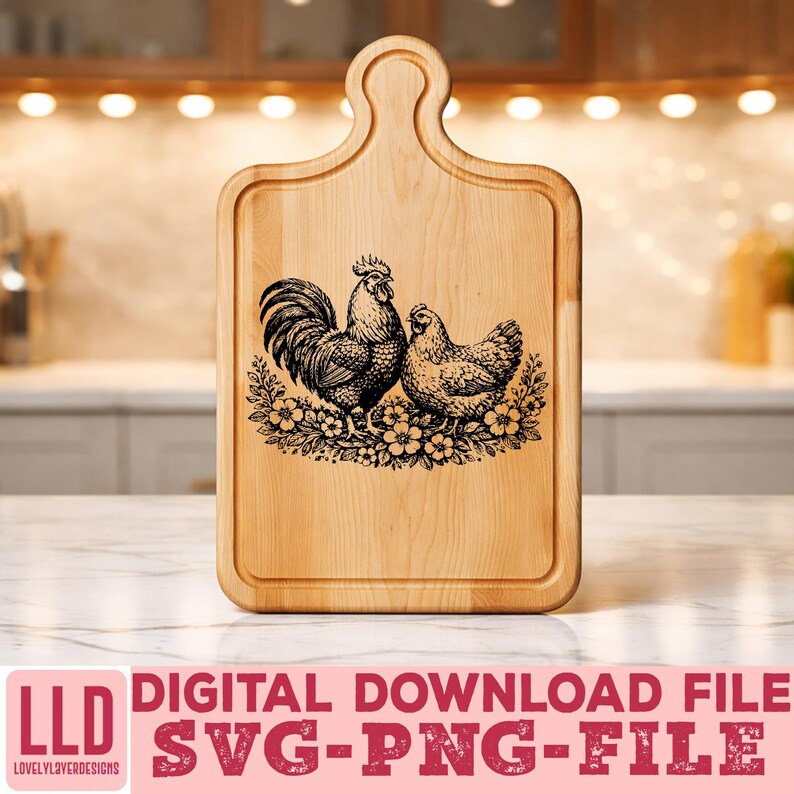 Floral Chicken SVG PNG Bundle, Rooster and Hen Charcuterie Board ...