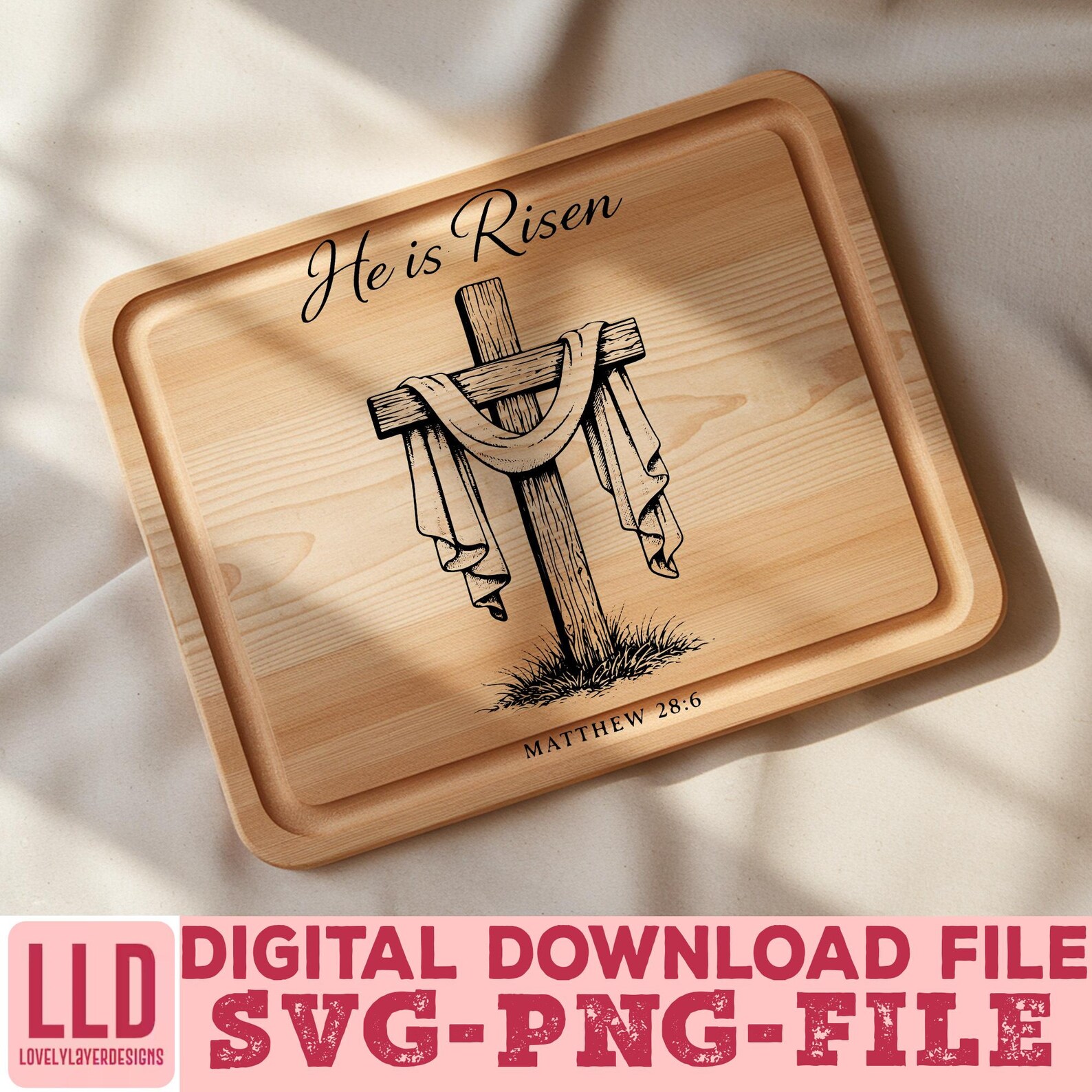 Easter Cross Cutting Board SVG PNG, Christian Charcuterie Laser ...