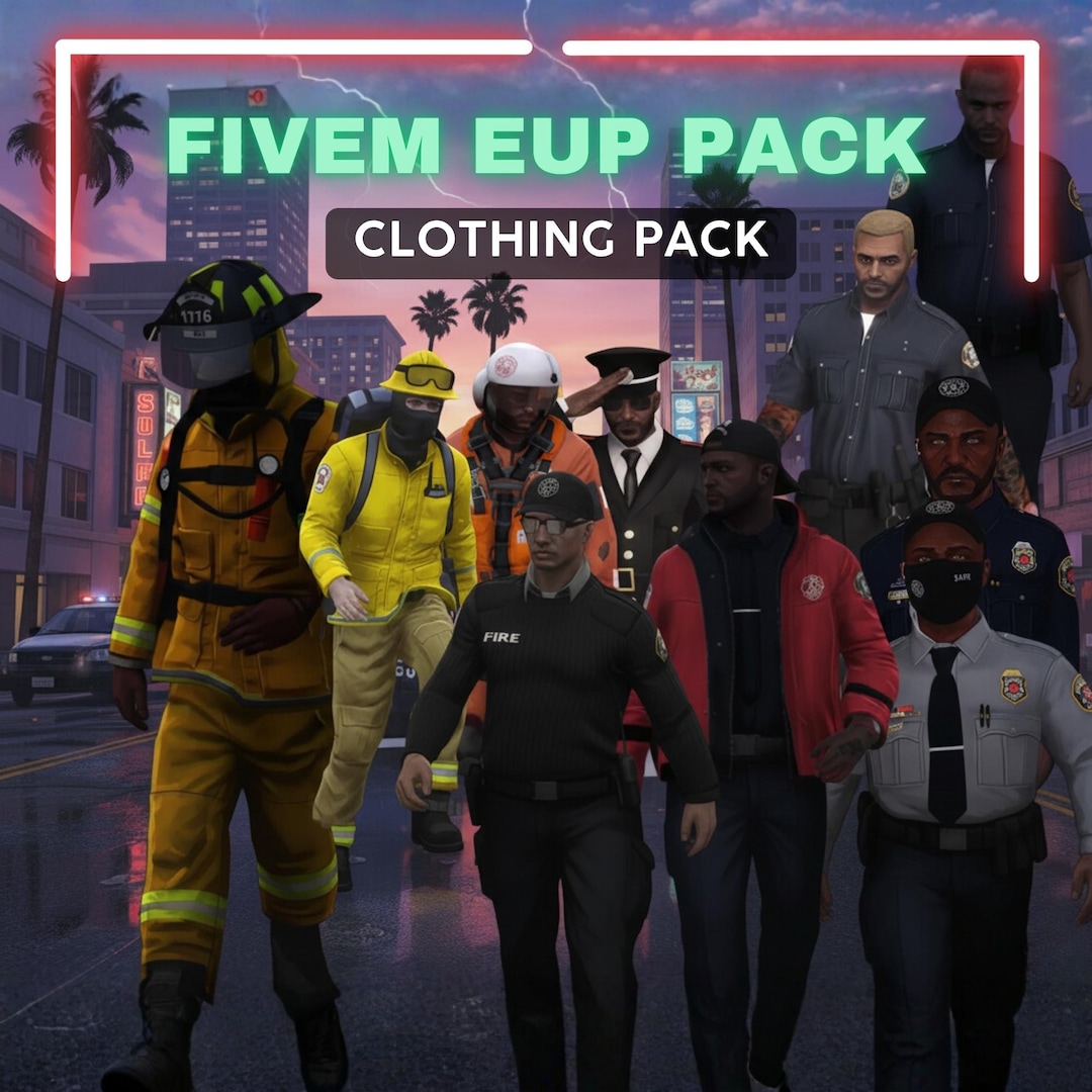 FiveM EUP Pack | Feuerwehr, Rettungsdienst & Polizei Kleidung Paket | EMS Kleidung Fivem ...