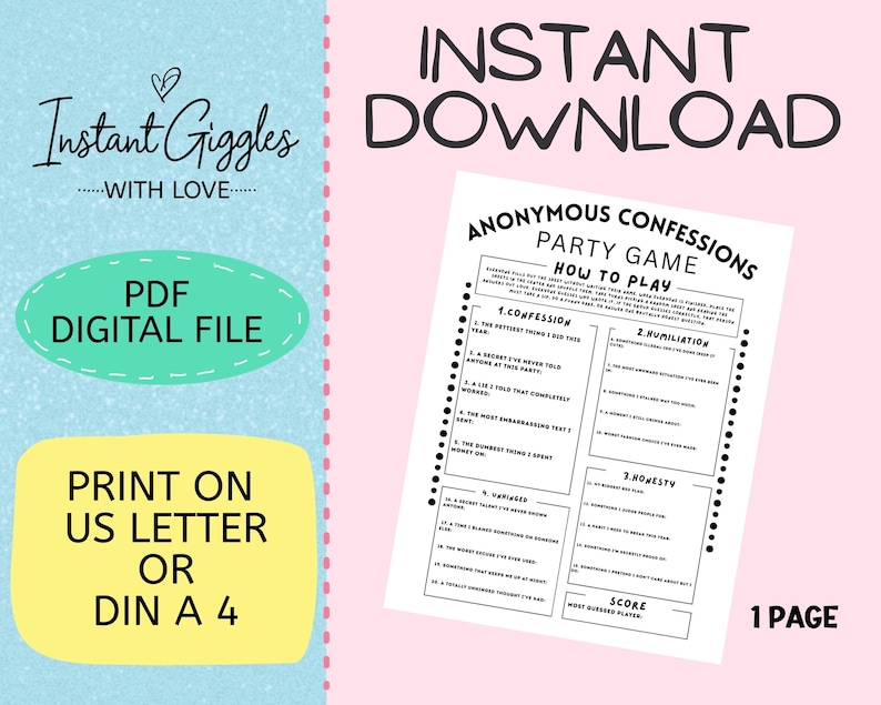Funny Anonymous Party Game Printable | Guess Who Party Game | Unhinged ...