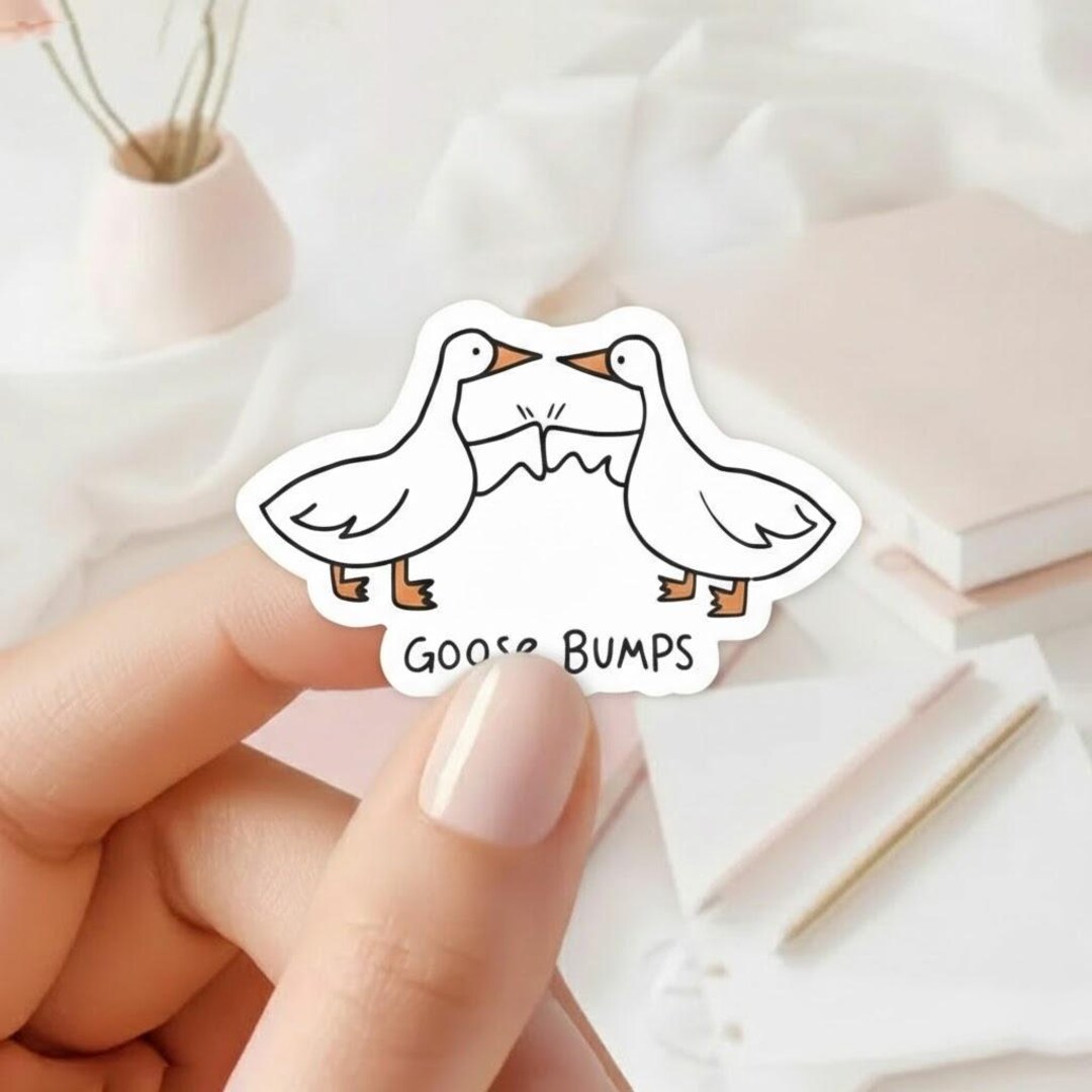 Goose Bumps Sticker, Funny Goose Pun Vinyl Decal, Cute Bird Friendship ...