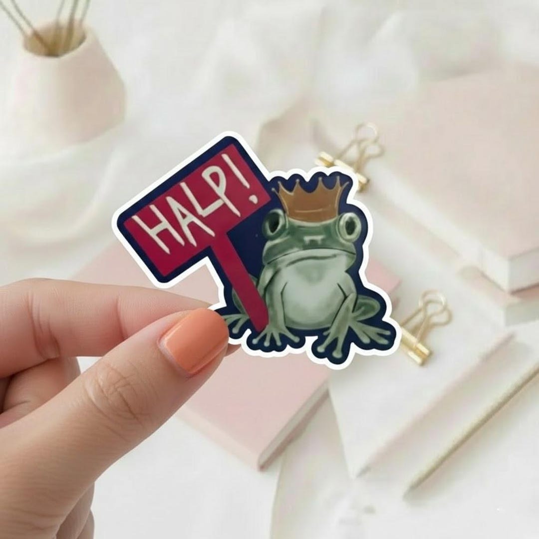 Kingsley Frog Halp Sign Sticker, Assistant to the Villain Vinyl Decal ...