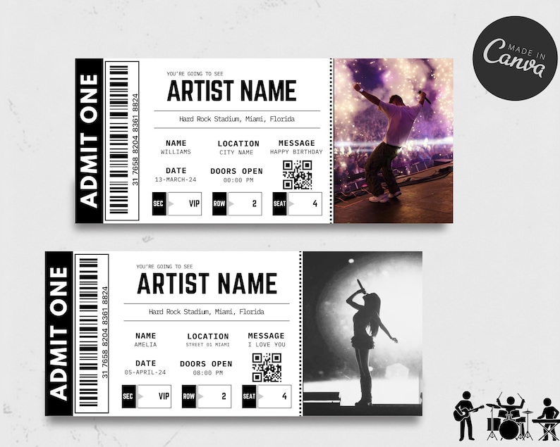 Editable Concert Ticket Template, DIY Event Ticket, Surprise Gift ...