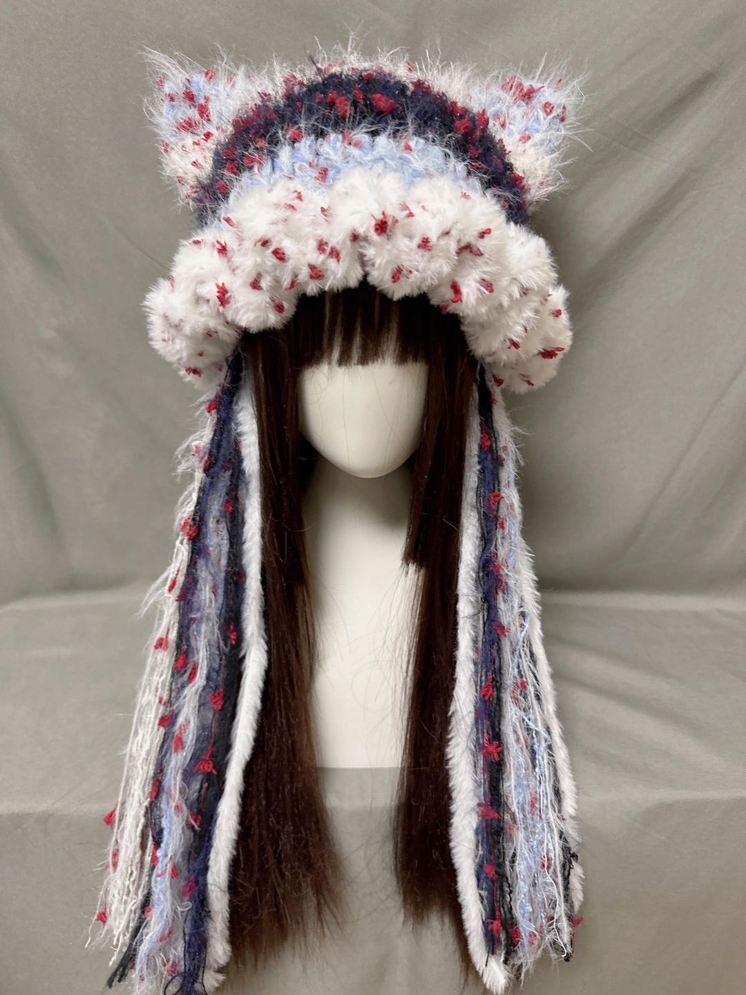 Plush Animal Ear Hat With Long Braids – Handmade Cozy Fairycore Winter ...