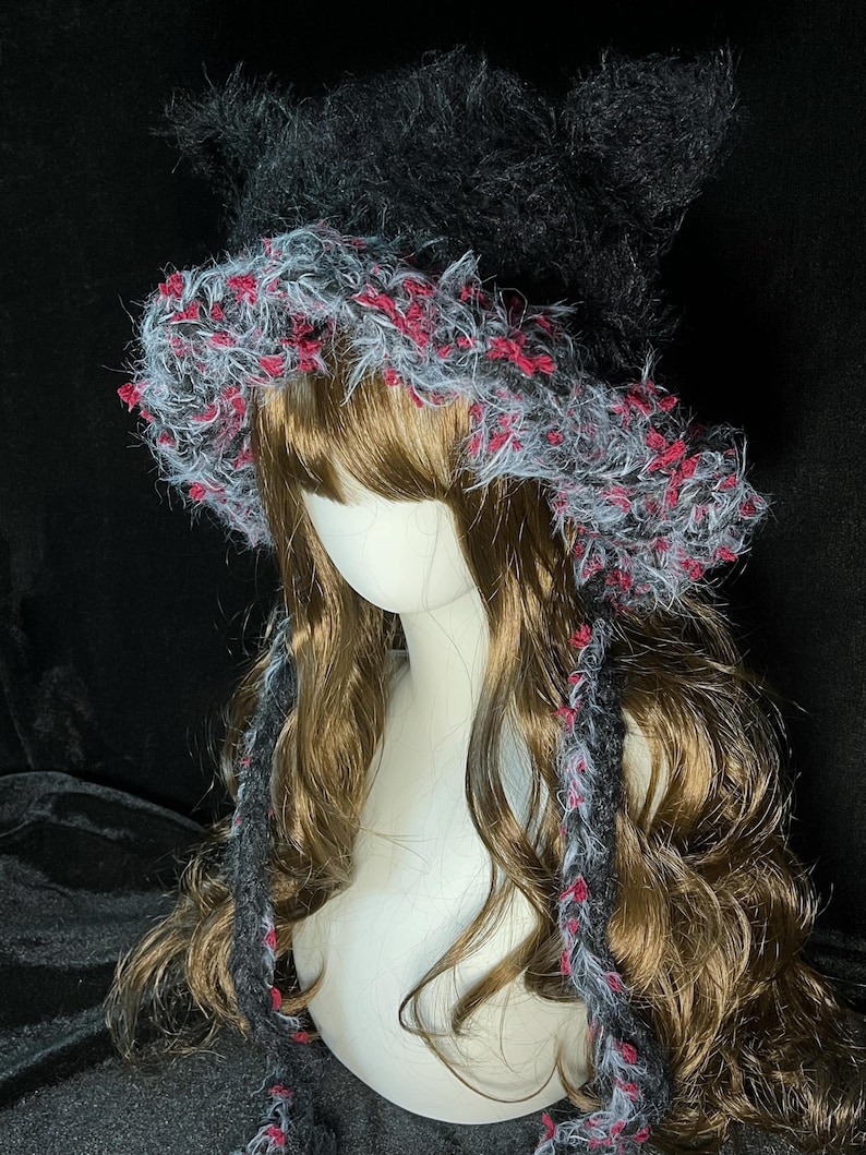 Fuzzy Animal Ear Hat • Chunky Crochet Winter Bonnet With Braids - Etsy
