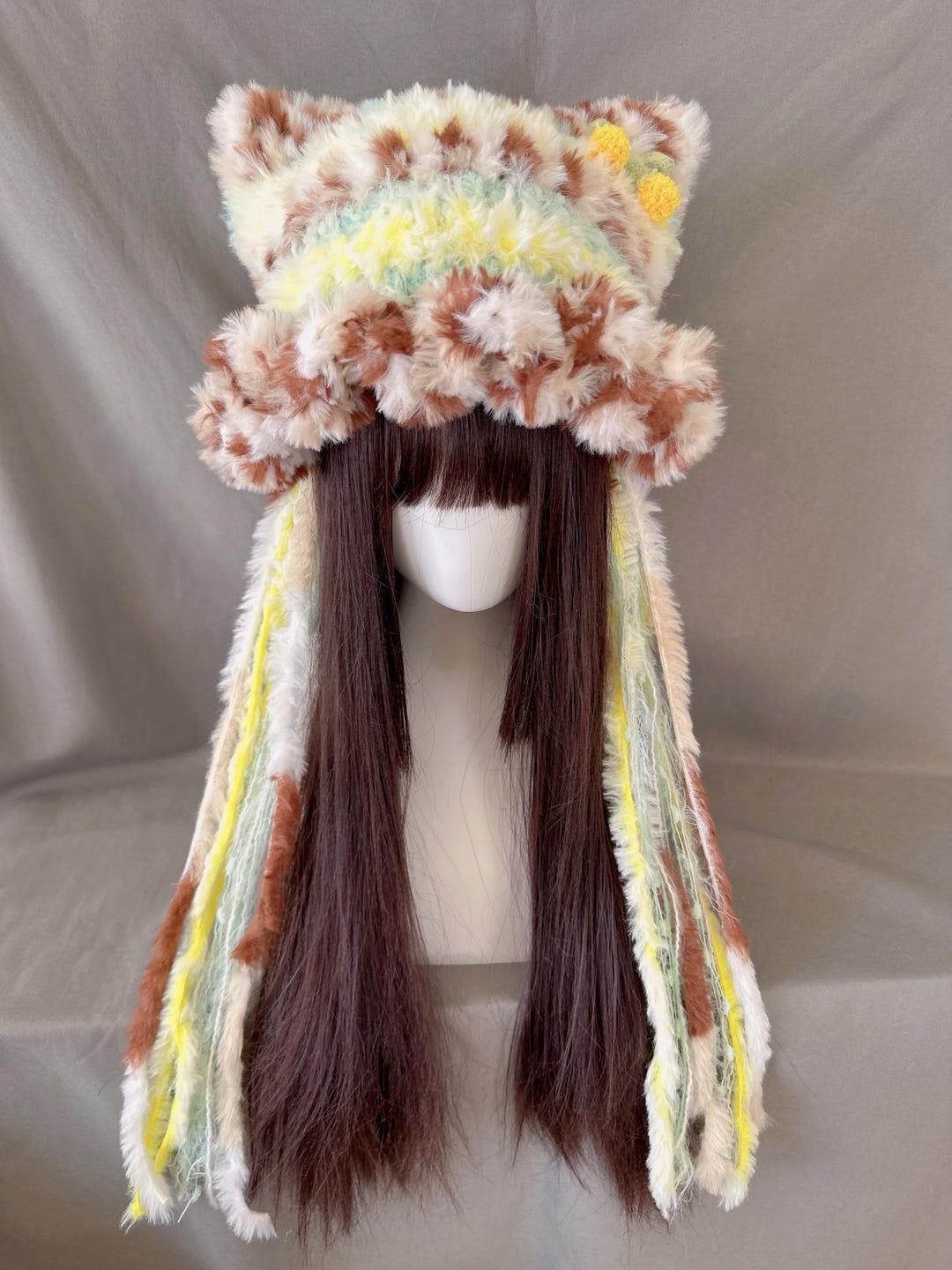 Plush Animal Ear Hat With Long Tassels | Cozy Faux Fur Winter Hat ...