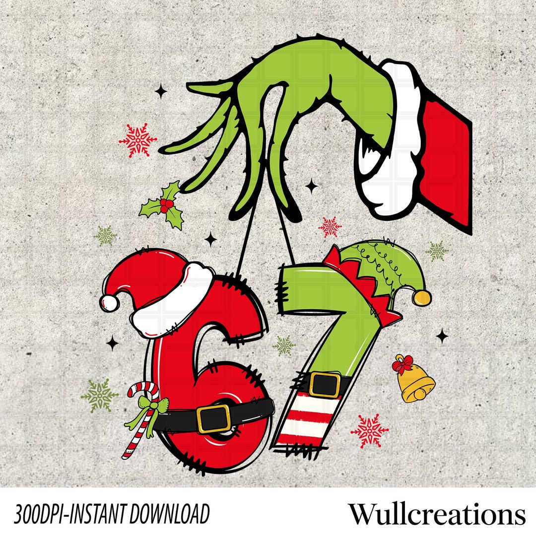 Funny Christmas 6-7 Meme PNG, Grinch Hand, Thief Design (digital ...