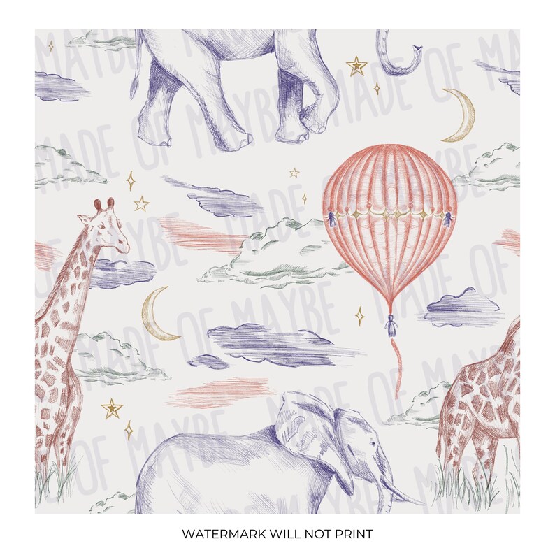 Safari Animal Seamless Pattern, Nursery Decor (digital Download) - Etsy