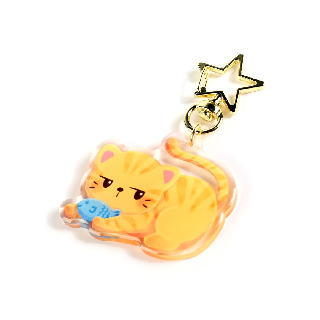 Orange Tabby Cat Clear Acrylic Keychain / 2 Inch Double-sided Charm ...