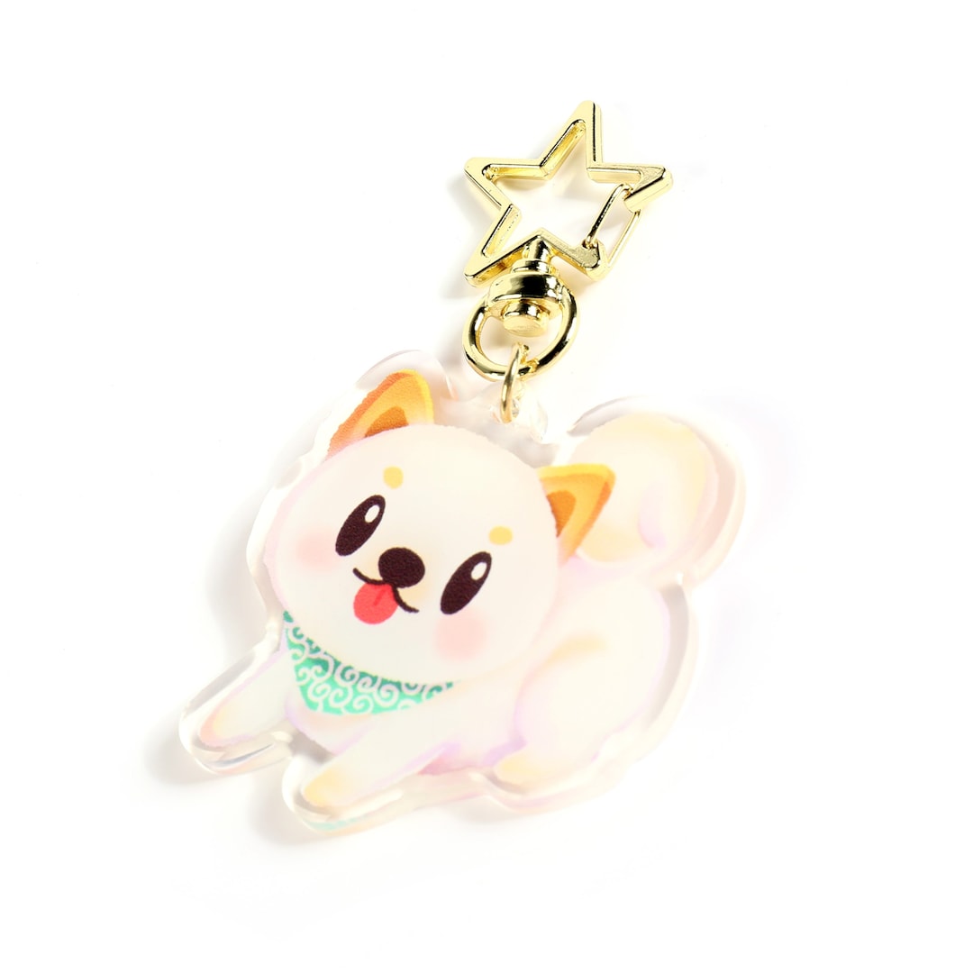 White Shiba Inu Clear Acrylic Keychain / 2 Inch Double-sided Charm ...