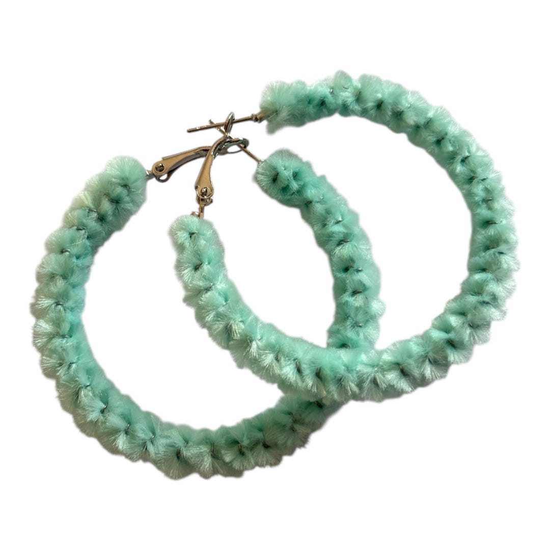 Pastel Pipe Cleaner Hoop Earrings Soft Fuzzy Handmade Colorful ...