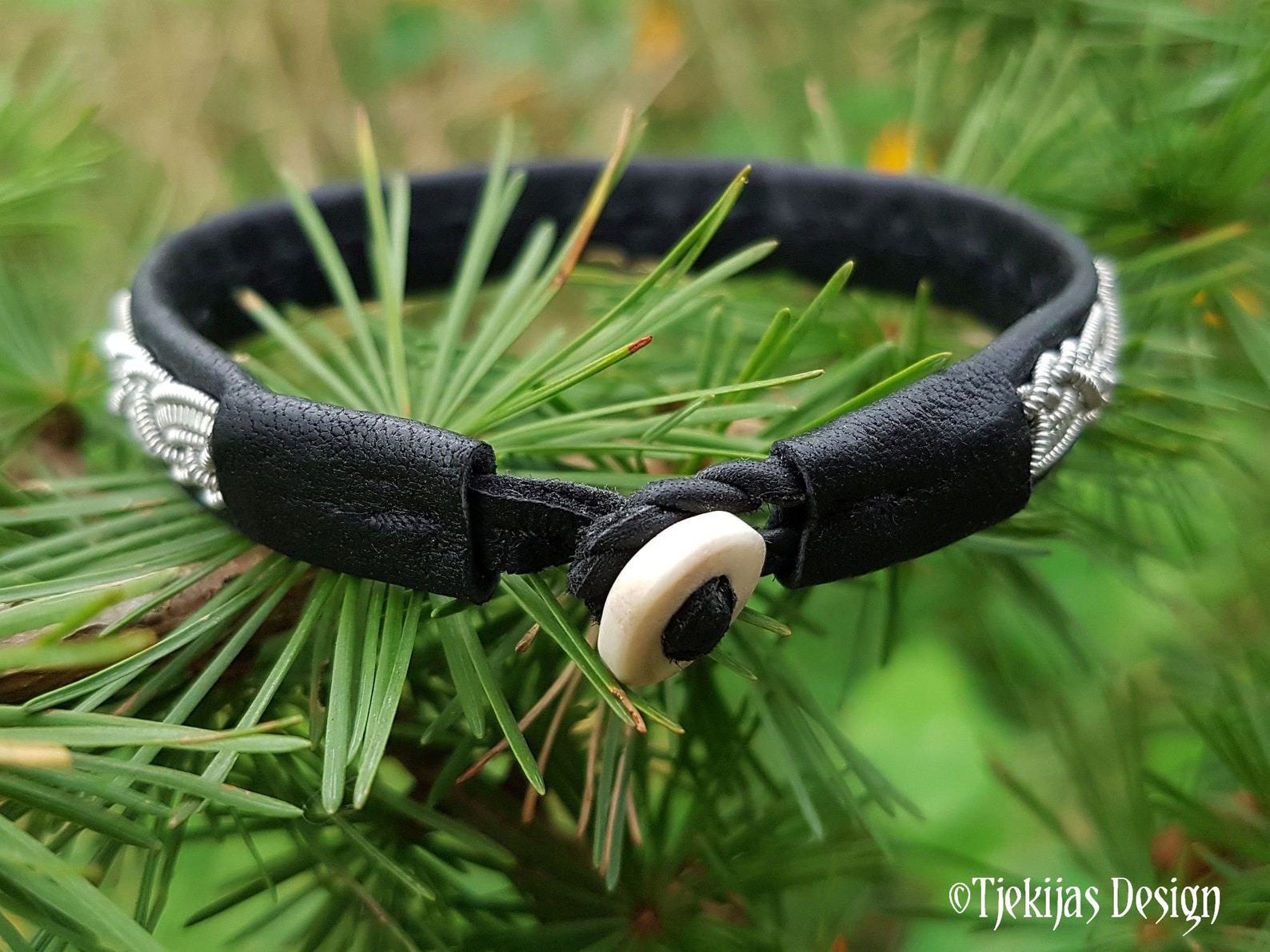 Lappish Sami Bracelet | Swedish Sapmi Pewter and Reindeer Leather Cuff ...