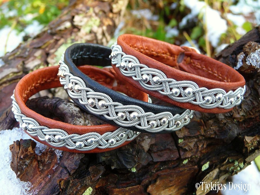 Sami Leather Bracelet: BIFROST Pewter & Sterling Silver Cuff, Antler ...