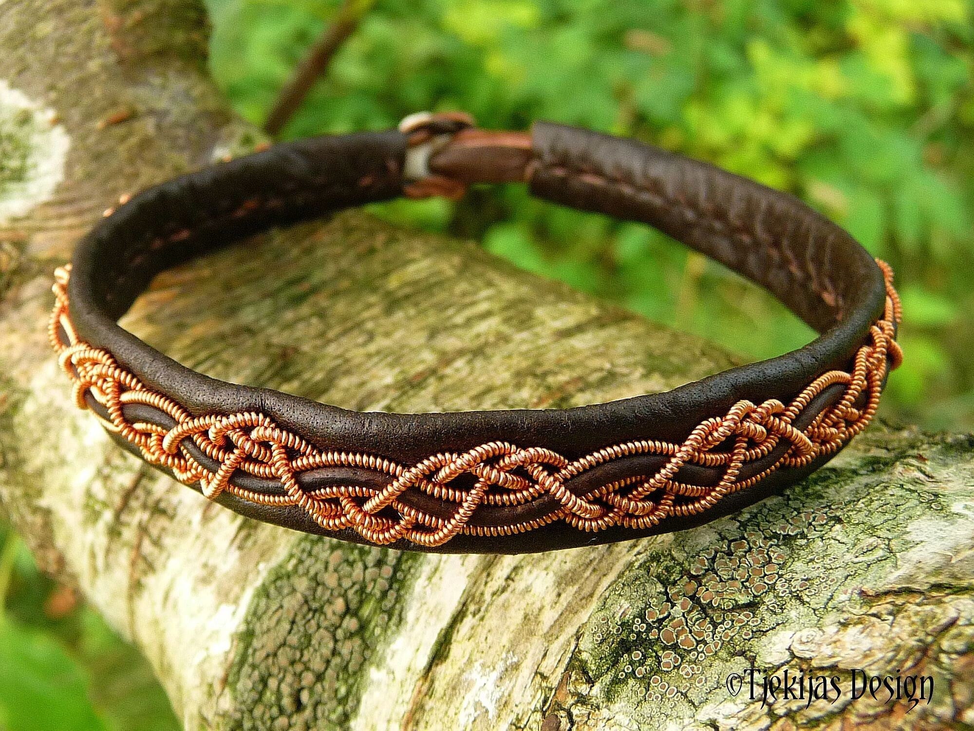 Pagan North Swedish Sami bracelet HUGINN copper and leather cuff with ...