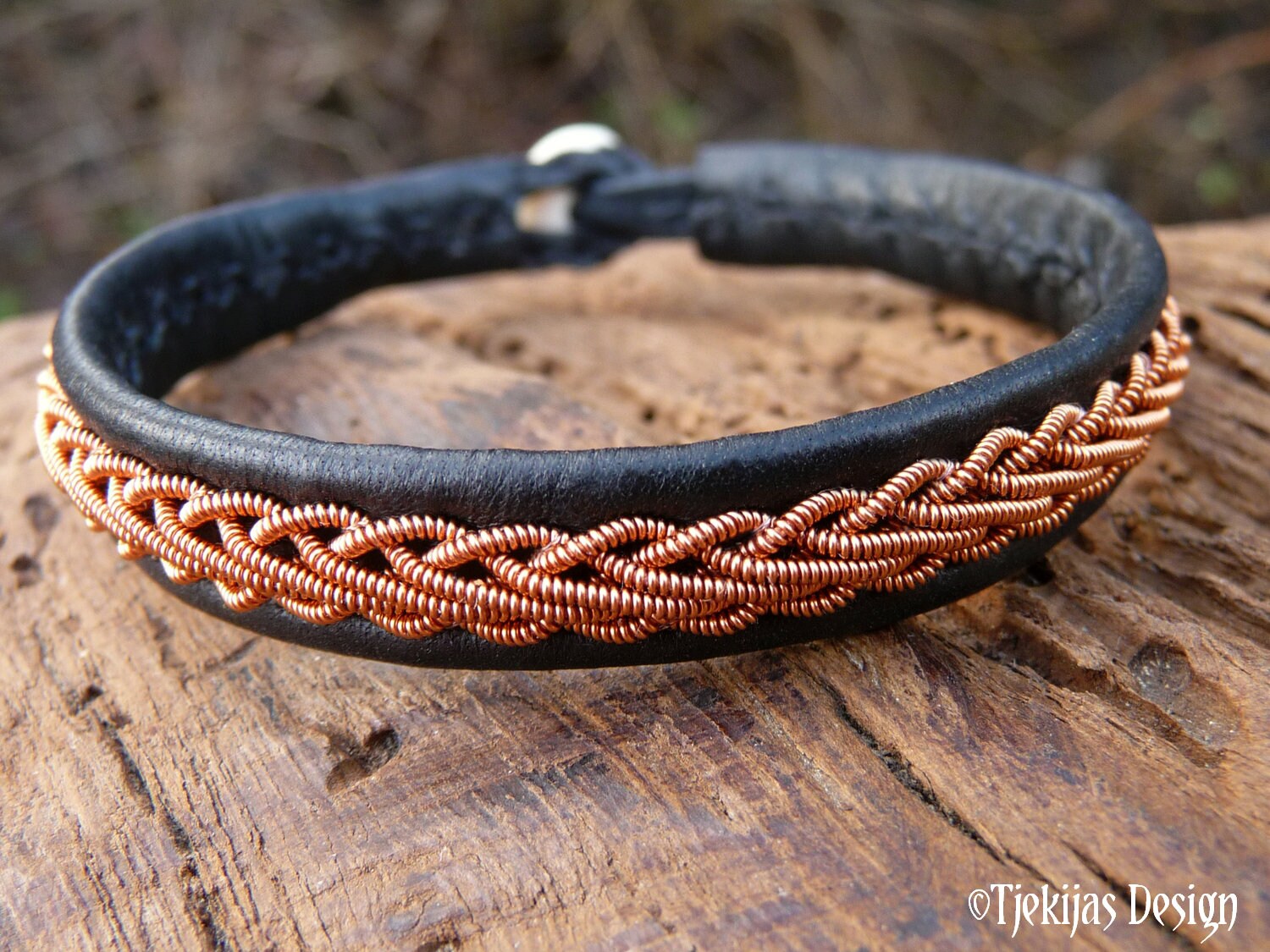 Copper viking leather Sami bracelet THOR, Scandinavian Folklore jewelry