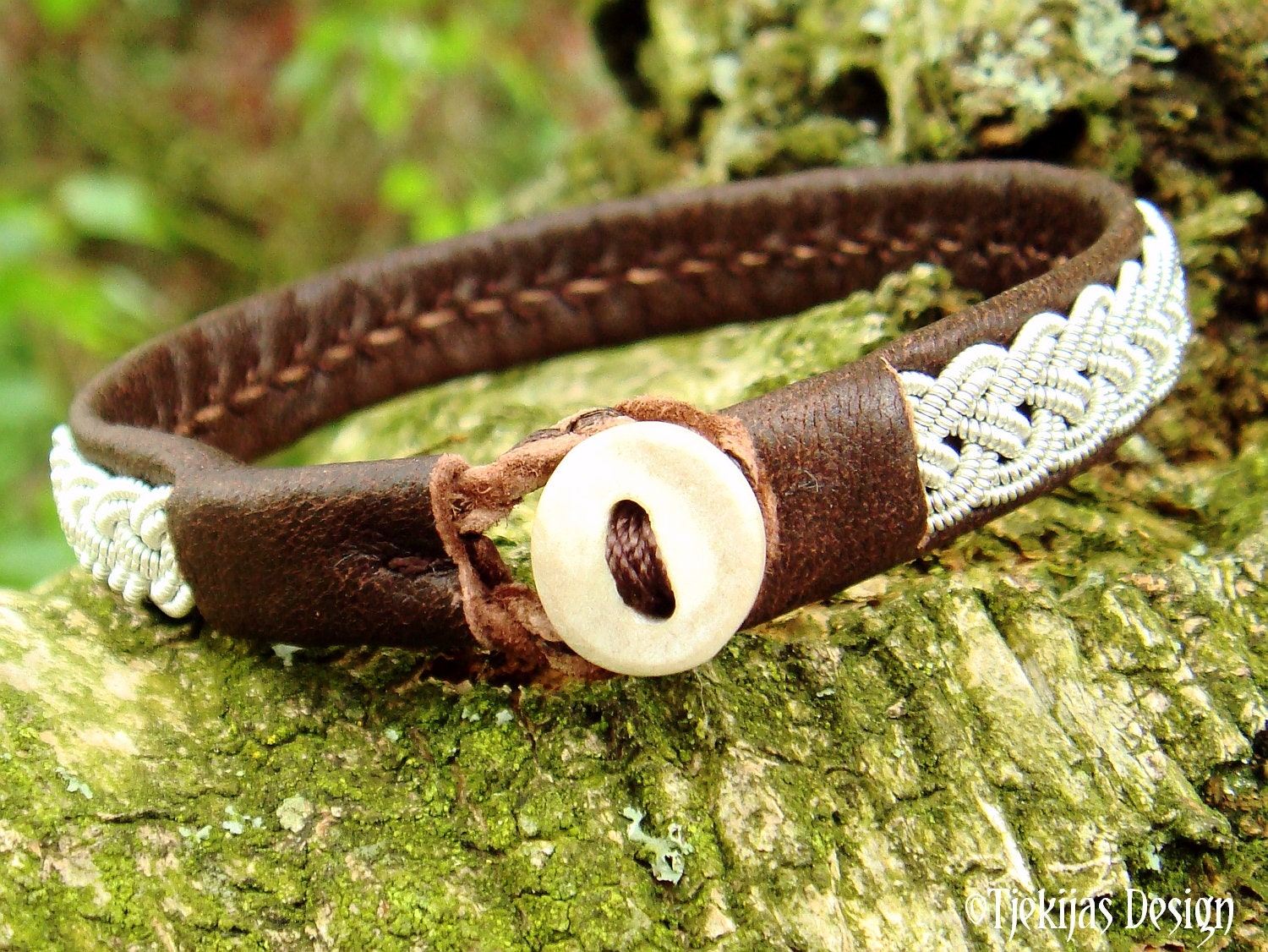 ASGARD traditional Sami bracelet. Pewter braid on reindeer leather ...