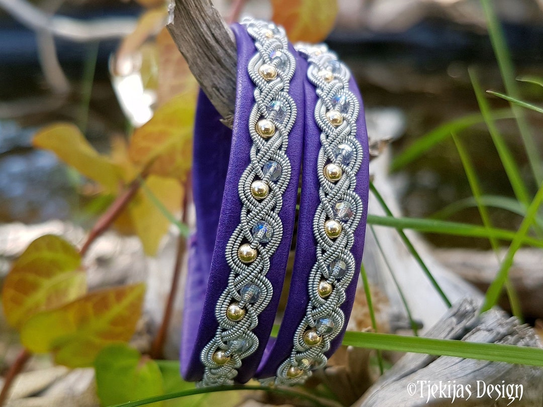 Sami Leather Wrap Bracelet: Viking Braid Cuff, 14k Gold & Crystal ...