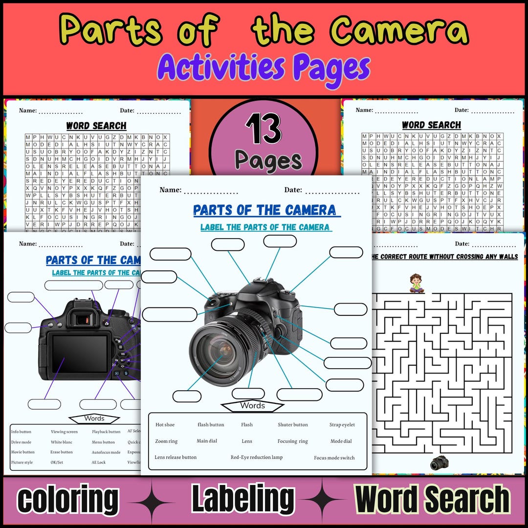 Parts of the Camera Worksheet | Labeling Activity for Kids ...