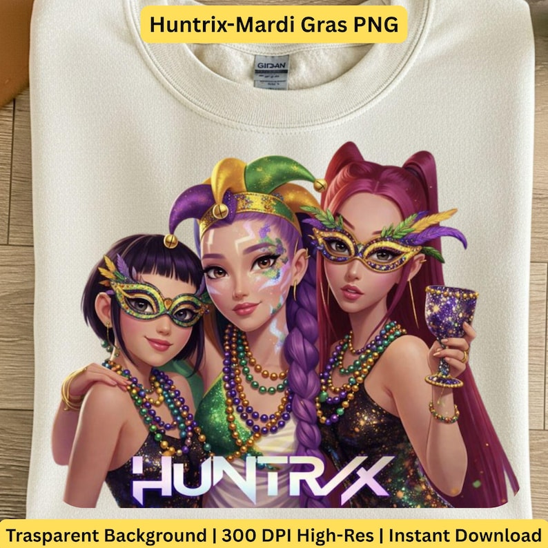 Huntrix Mardi Gras Carnival Printable Shirt Design, Fat Tuesday ...
