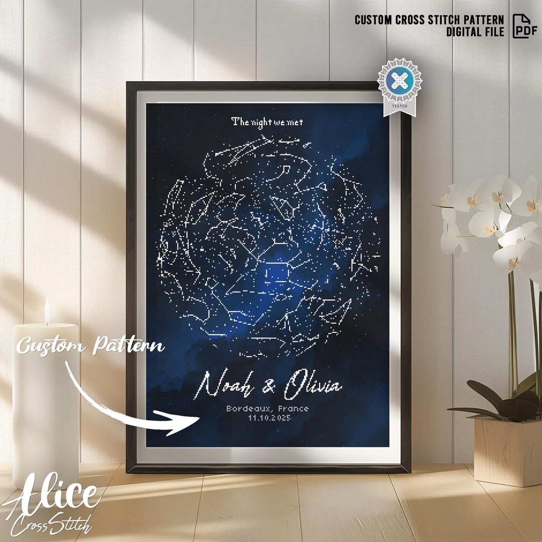 CUSTOM Cross Stitch Pattern: Constellation Star Map - Personalized Pdf ...