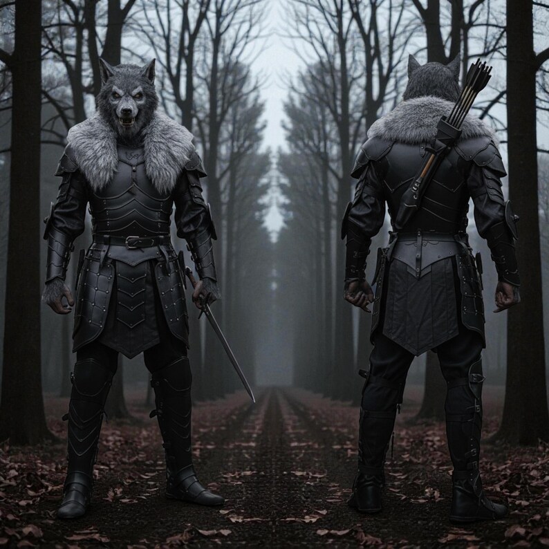 Handmade Black Leather Werewolf Armor With Kilt - Viking Cosplay ...
