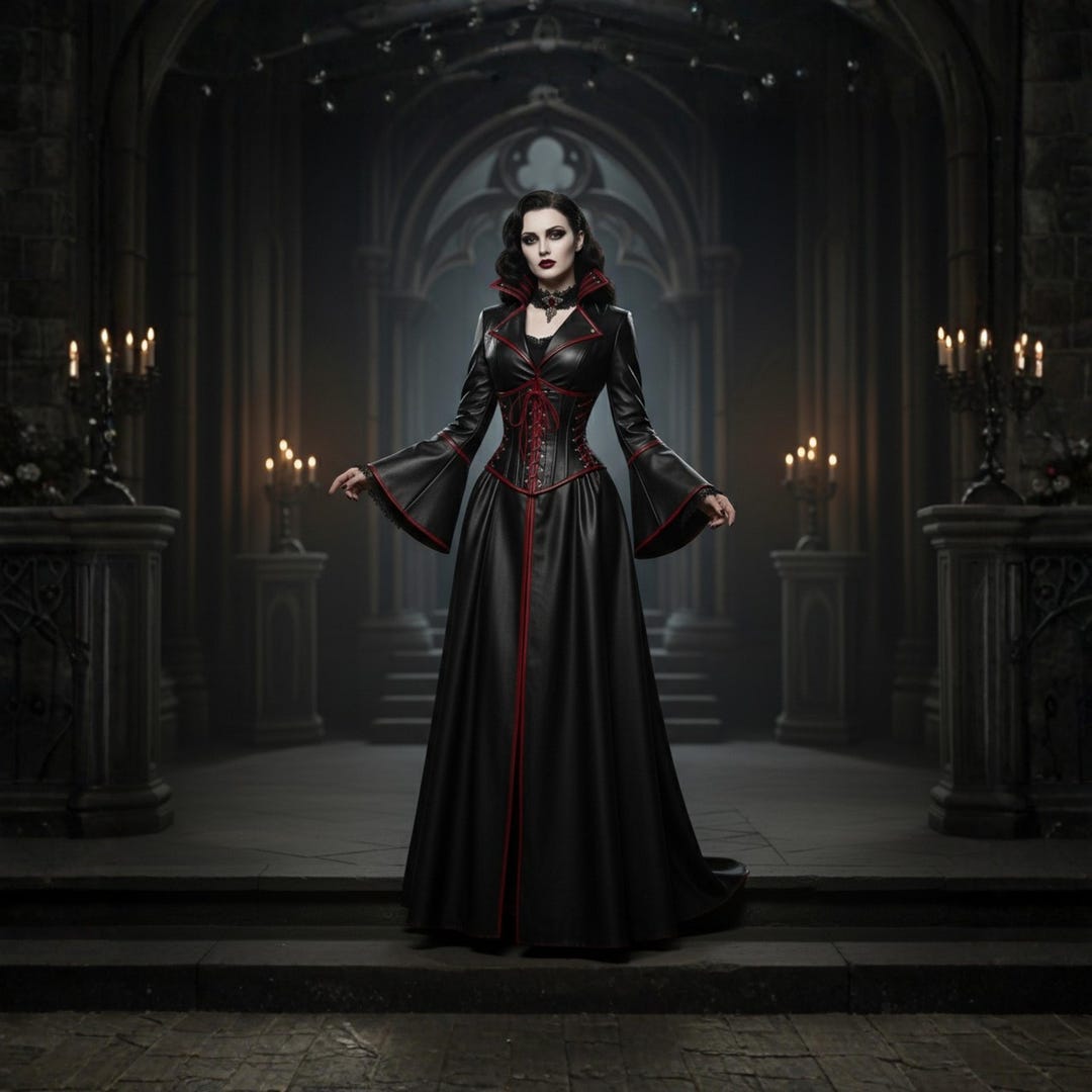 Handmade Vampire Queen Leather Medieval Costume: LARP Huntress Cosplay ...