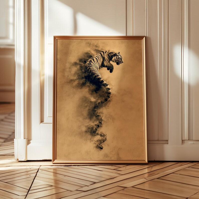 Tiger Printable Art, Wildlife Motion Illustration, Powerful Digital ...