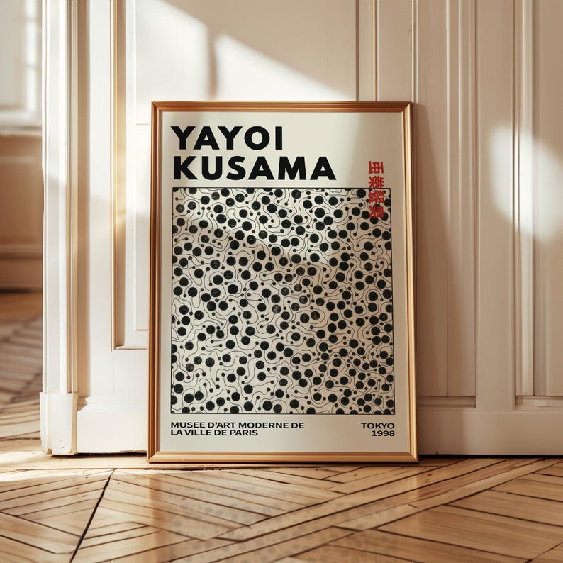 Yayoi Kusama Art Printable, Black White Abstract Dot Pattern, Modern ...