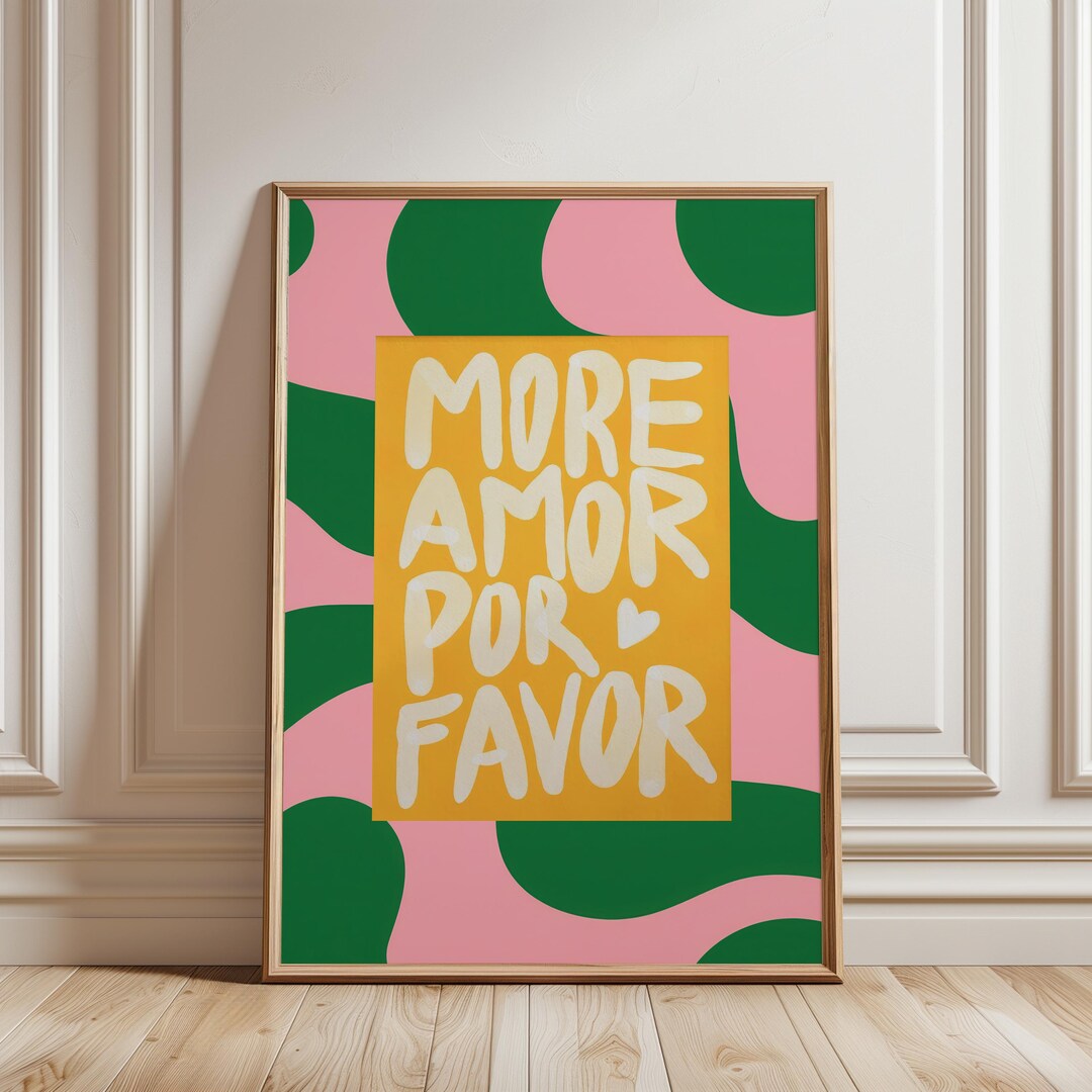 More Amor Por Favor Art, Yellow Love Quote Design, Instant Download ...