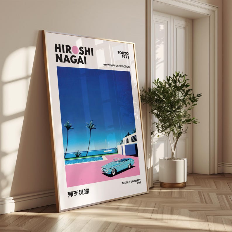 Hiroshi Nagai Digital Art, Japanese Vaporwave Poolside Illustration ...