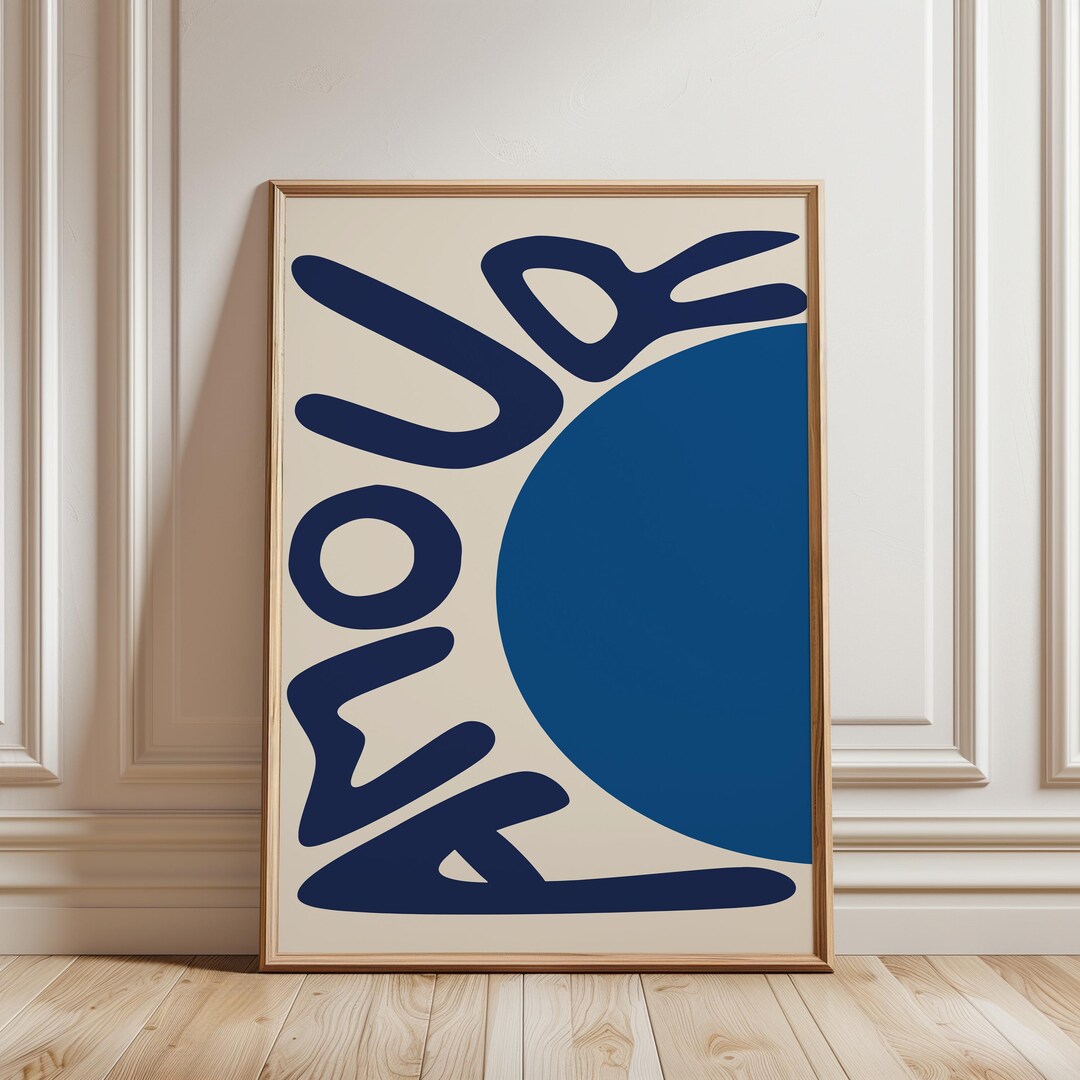 Monday Typographic Printable, Abstract Blue Letter Art, Modern Digital ...