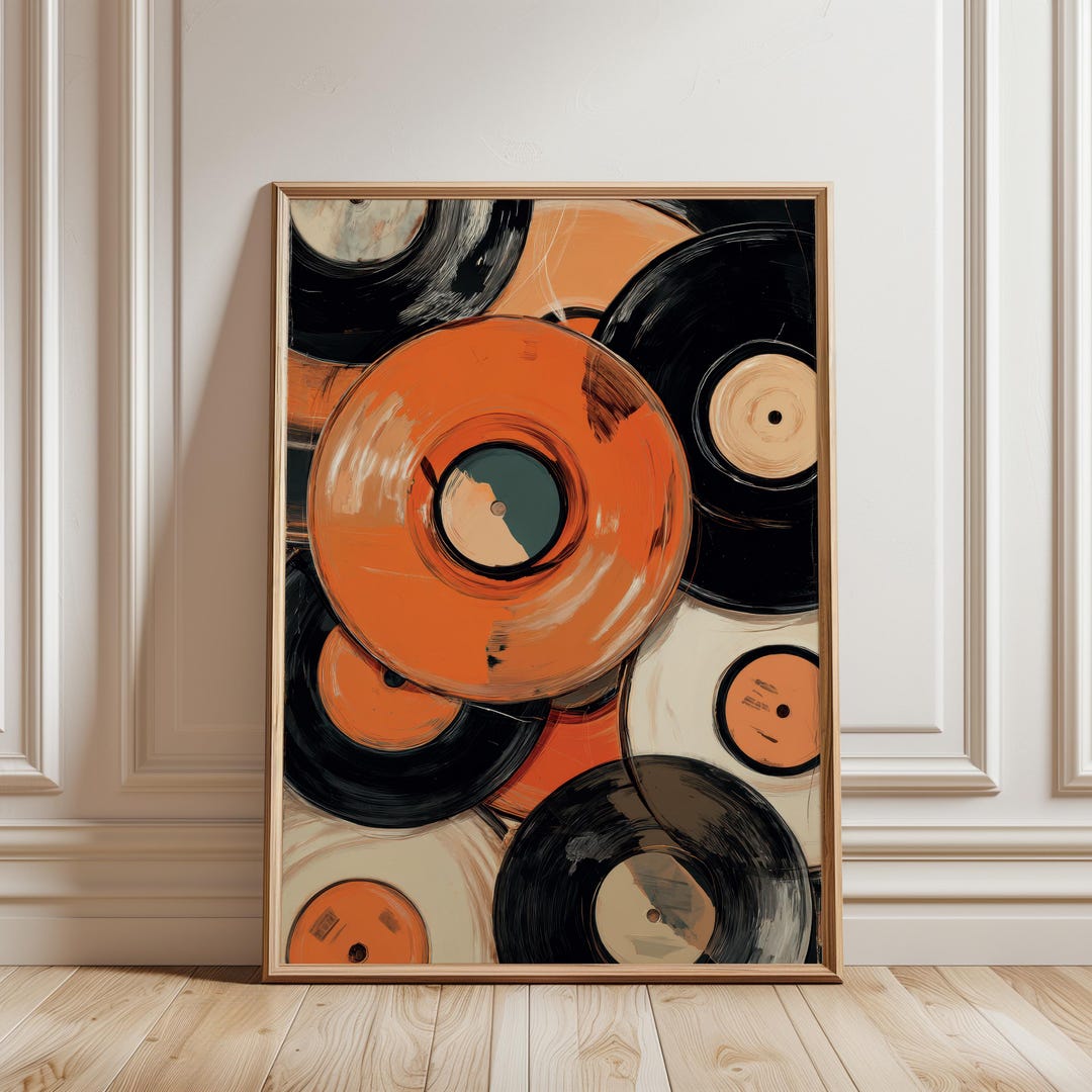 Vintage Vinyl Record Digital Download, Abstract Music Room Poster Art ...