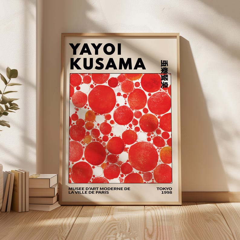 Yayoi Kusama Art Printable, Red Polka Dot Abstract Artwork ...