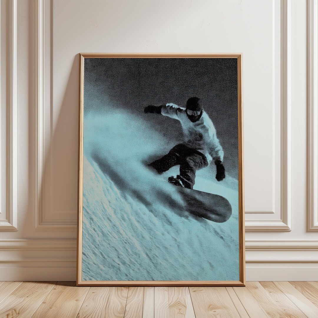 Snowboard Action Artwork Printable, Extreme Winter Sports Digital ...