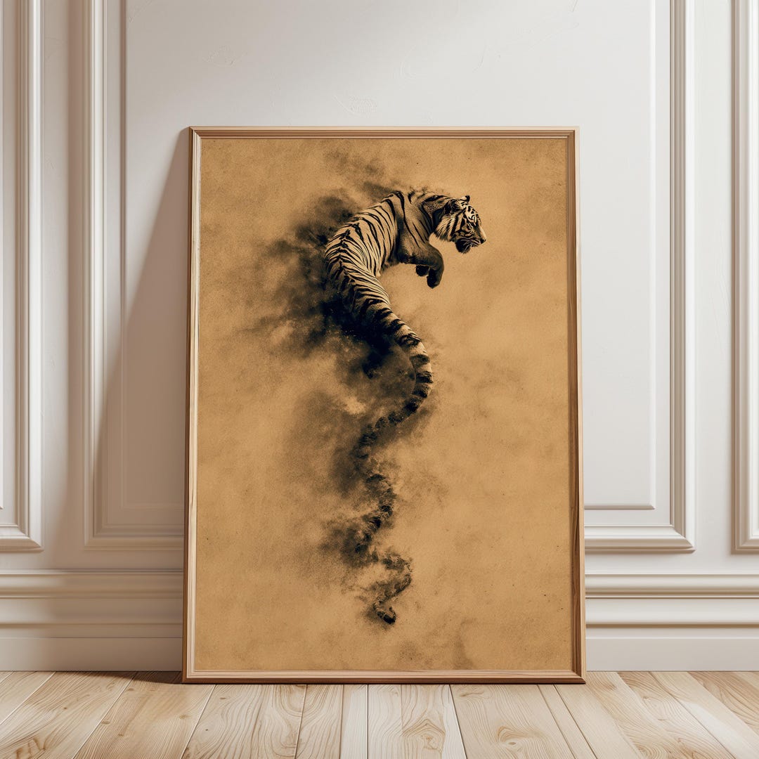 Tiger Printable Art, Wildlife Motion Illustration, Powerful Digital ...