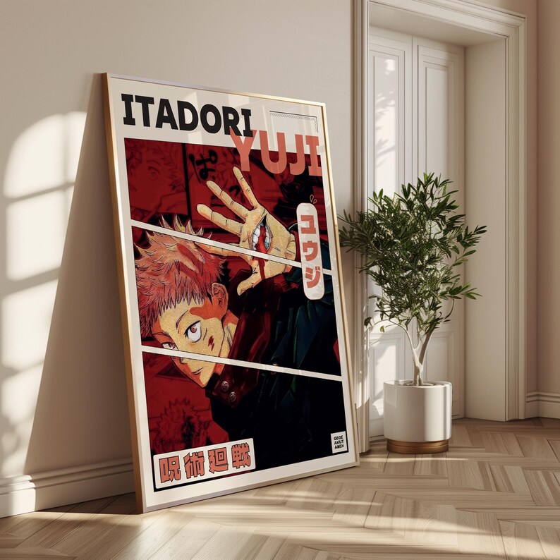 Yuji Itadori Anime Art Printable, Jujutsu Kaisen Character Design, Dark ...